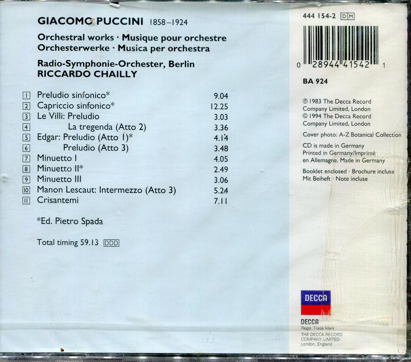 Puccini Orchestral Works -- Riccardo Chailly -- Decca CD | 露天市集 | 全台最大的 ...