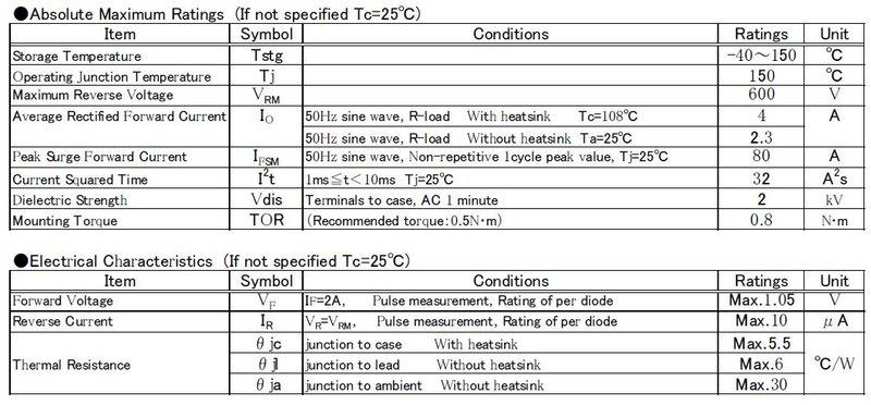 橋式 整流 二極体 (SHINDENGEN D3SBA60 ) 3S 600V 4A | 露天市集 | 全台最大的網路購物市集