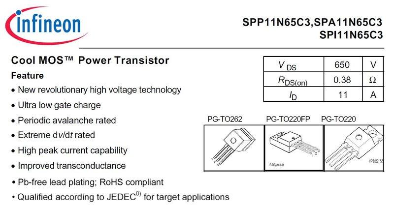 現貨MOSFET N, INFINEON 11N65C3 650V SPA11N65C3 開關 電源 | 露天市集 | 全台最大的網路購物市集